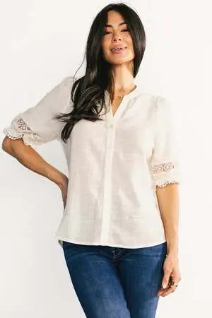 PRIMEDAYS Alba Button Up Top - Ivory
