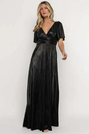 PRIMEDAYS Venetian Pleated Gown - Black