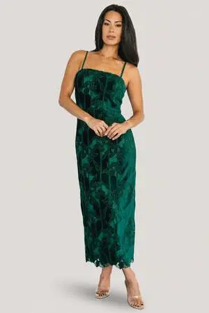 FLYING TOMATO Nadia Lace Midi Dress - Emerald