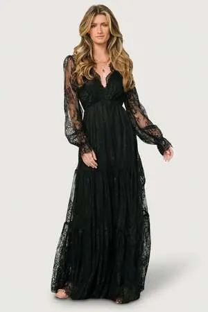 XH TEXTILES Gloria Lace Maxi Dress - Black