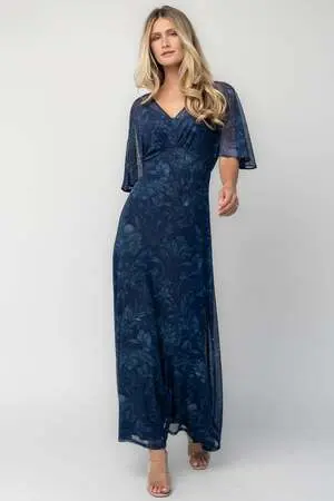 XH TEXTILES Sevilla Mesh Maxi Dress - Navy