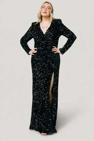 RICA RICA Madonna Sequin Maxi Dress - Emerald