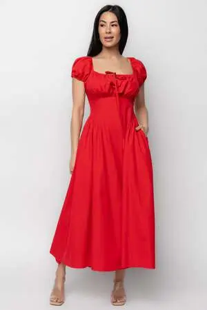 IN FEBRUARY Havana Midi Dress - Red