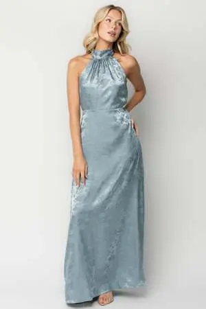 XH TEXTILES Milan Halter Maxi Dress - Blue