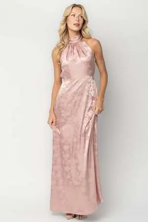 XH TEXTILES Milan Halter Maxi Dress - Blush