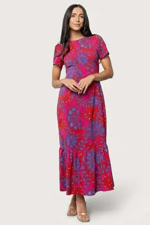 SUGAR LIPS Gwen Maxi Dress - Fuchsia Print