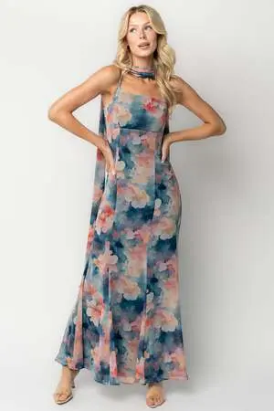 XH TEXTILES Province Maxi Dress Blue Multi