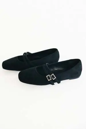 RAD FASHION Azira Square Toe Ballet Flats With Buckled Straps