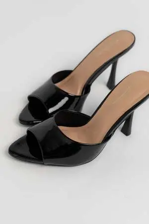 RAD FASHION Becka Open Toe Mule Heel - Black