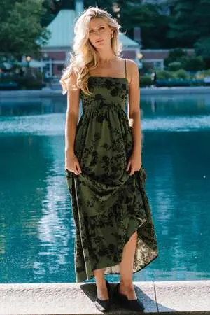 SUGAR LIPS Rowan Tank Maxi Dress - Deep Olive