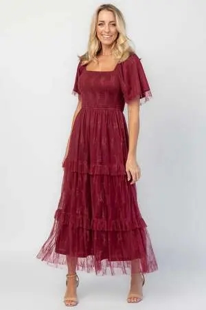 TEA N ROSE Auden Lace Maxi Dress - Wine
