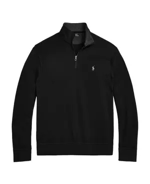 Polo Ralph Lauren Plain Jersey Semi-zipper Sweater - Black