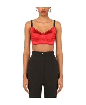 Dolce & Gabbana Longline Underwired Satin Bra - Black
