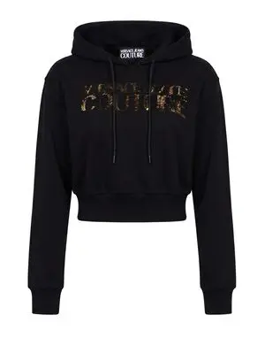 Versace Cropped Sequin Embellished Logo Hoodie
