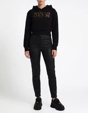Versace Cropped Sequin Embellished Logo Hoodie