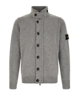 Stone Island Long-sleeved Knitted Cardigan - Gray