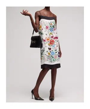 Gucci Flora Printed Silk Twill Dress - Multi-color