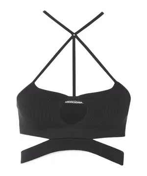 ANDREĀDAMO Cutout Ribbed Stretch-jersey Bra - Black