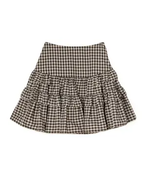 MOLLY GODDARD Tiered Ruffled Gingham Cotton-poplin Mini Skirt - Gray