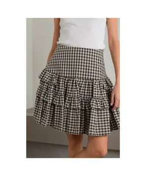 MOLLY GODDARD Tiered Ruffled Gingham Cotton-poplin Mini Skirt