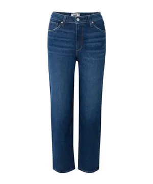 Paige Net Sustain Sarah Cropped Stretch High-rise Straight-leg Organic Jeans - Blue
