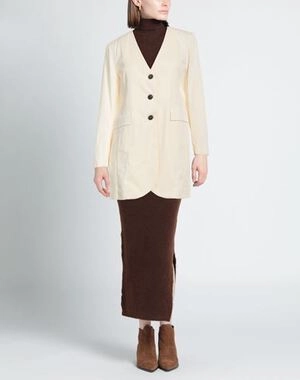 ALESSIA SANTI Blazer Cream Size Cotton, Elastane
