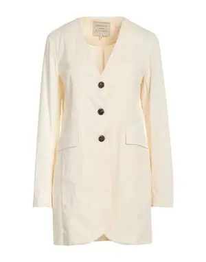 ALESSIA SANTI Blazer Cream Size Cotton, Elastane