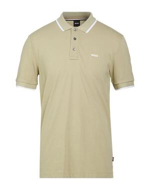 BOSS Man Polo Shirt White Size M Cotton Green