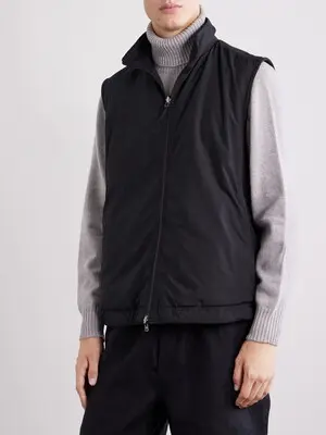 Sease Explorer Reversible Padded Wool-blend Jersey And Micro-ripstop Gilet