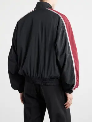 Versace Logo Embroidered Shell Jacket With Greca Motif