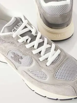 Celine Leather-trimmed Suede And Mesh Sneakers
