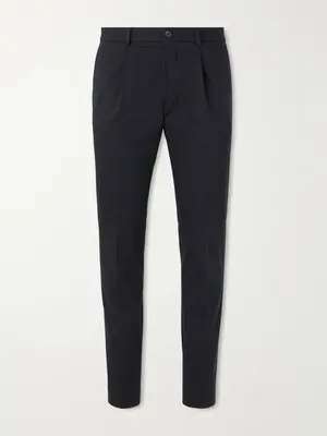 SLOWEAR Tapered Pleated Cotton-blend Gabardine Suit Trousers