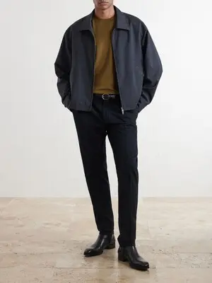 SLOWEAR Tapered Pleated Cotton-blend Gabardine Suit Trousers