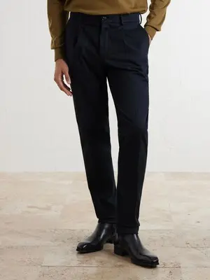 SLOWEAR Tapered Pleated Cotton-blend Gabardine Suit Trousers