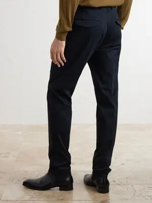 SLOWEAR Tapered Pleated Cotton-blend Gabardine Suit Trousers