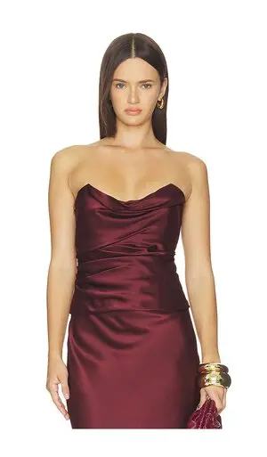 THE SEI Cowl Bustier Top In Burgundy