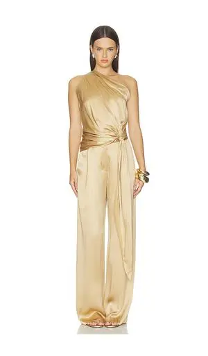 THE SEI Asymmetrical Drape Top With Tail In Brown - Sand