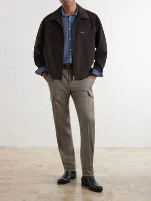 SLOWEAR Tapered Wool-blend Flannel Cargo Trousers