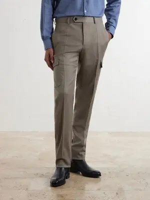 SLOWEAR Tapered Wool-blend Flannel Cargo Trousers