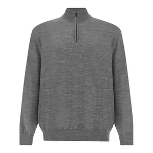 Paul & Shark 140's Superfine Merino Wool Half-zip Sweater - Grey