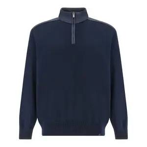 Paul & Shark Soft Cool Touch Wool Half-zip Sweater With Typhoon® Re-4x4 Stretch Details - Blue