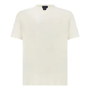 Paul & Shark Pure Linen Jersey Open Collar T-shirt - Cloud Dancer
