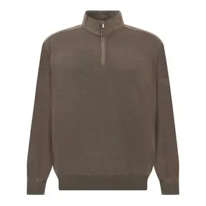 Paul & Shark Riviera Metal Shark Fin Merino Extrafine Half Zip Sweater - Sequoia