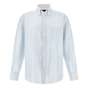 Paul & Shark Summer Breeze Cotton Shirt With Striped Pattern - Rows White Light Blue