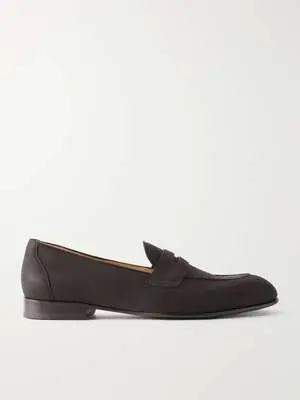 Brioni Nubuck Penny Loafers - Brown