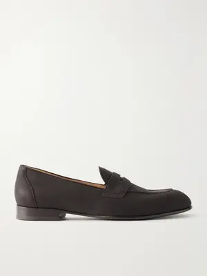 Brioni Nubuck Penny Loafers - Brown