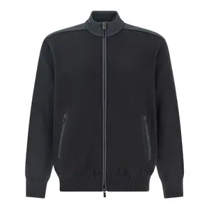 Paul & Shark Zip-up Sweater In Soft Cool Touch Wool With Typhoon® Re-4x4 Stretch Details - Black