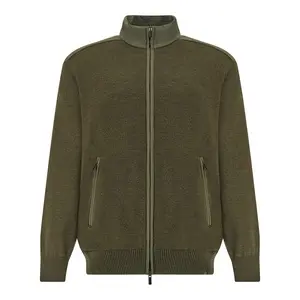 Paul & Shark Soft Cool Touch Wool Zip-up Sweater - Moss Green