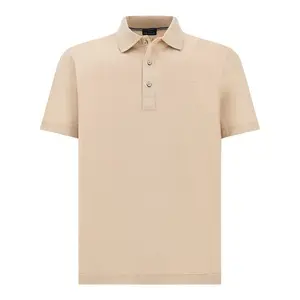 Paul & Shark Double Mercerised Cotton Jersey Polo Shirt With Shark Fin Embroidery - Beige