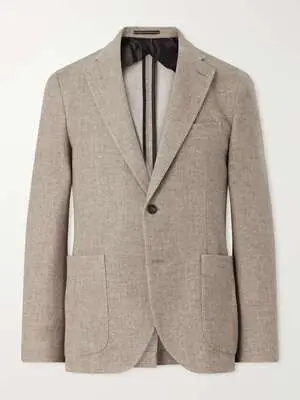 SLOWEAR Cotton, Wool And Cashmere- Blend Jacquard Blazer - Beige